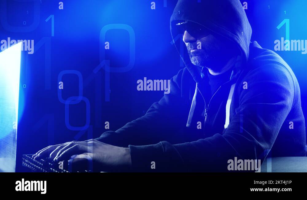 Hacker Typing On Laptop Keyboard Motion Binary Code Background 4k Stock Video Footage Alamy