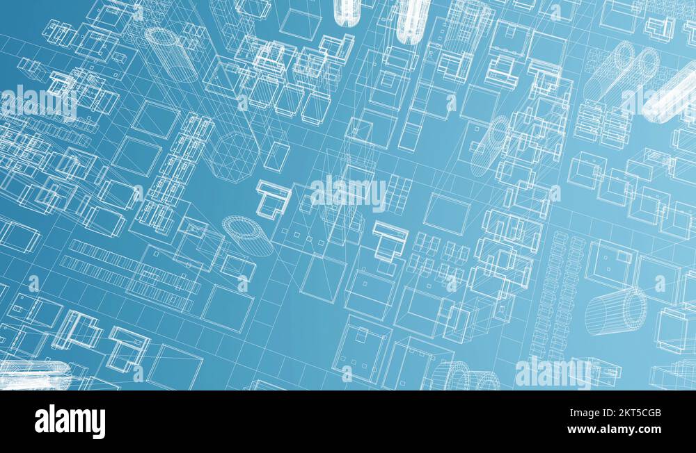 Animated blueprint of virtual growing city Stock Video Footage - Alamy