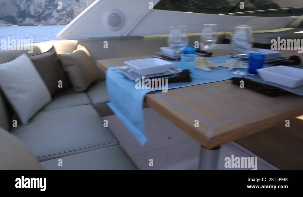 lunch on motor yacht, Table setting at a luxury yacht Stock Video ...