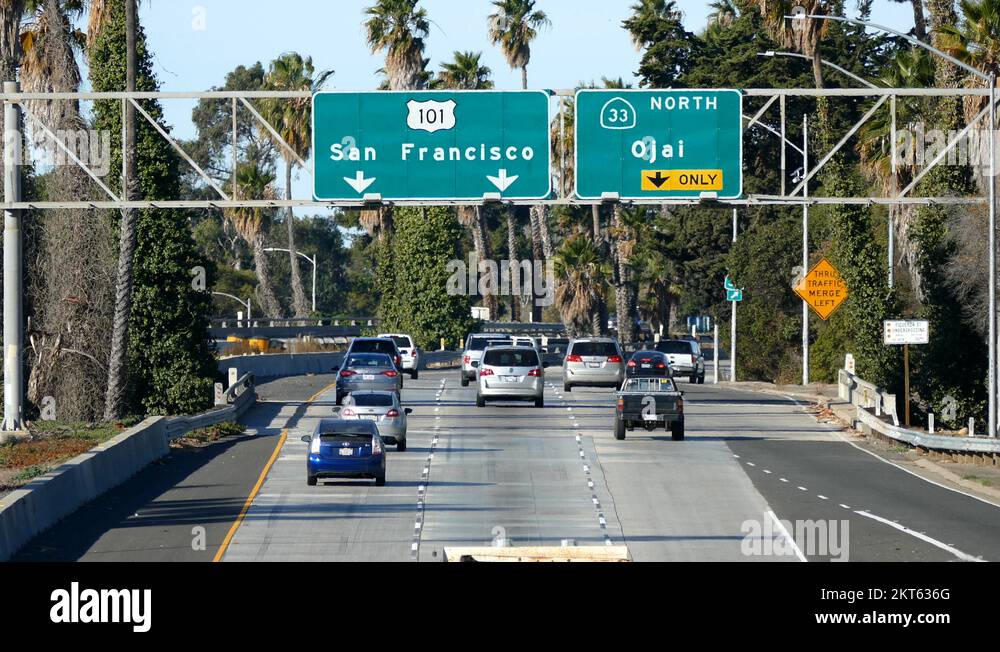 San Francisco 101 Freeway Sign with Traffic Stock Video Footage - Alamy