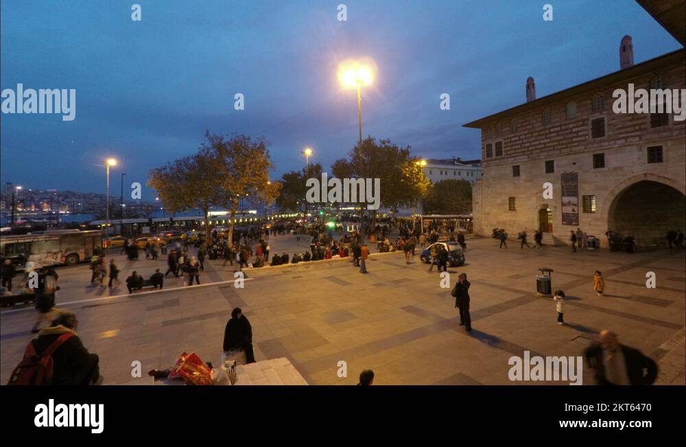 Turkish people in Eminonu square at dusk in Istanbul Turkey (Editorial ...