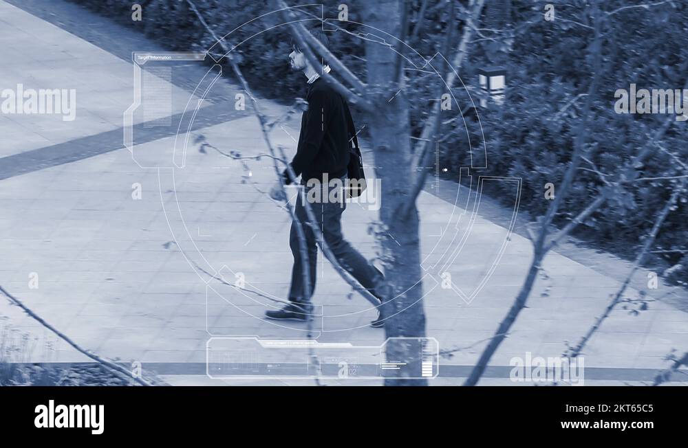 Surveillance monitor of Agent and Suspect. Handover of documents Stock ...