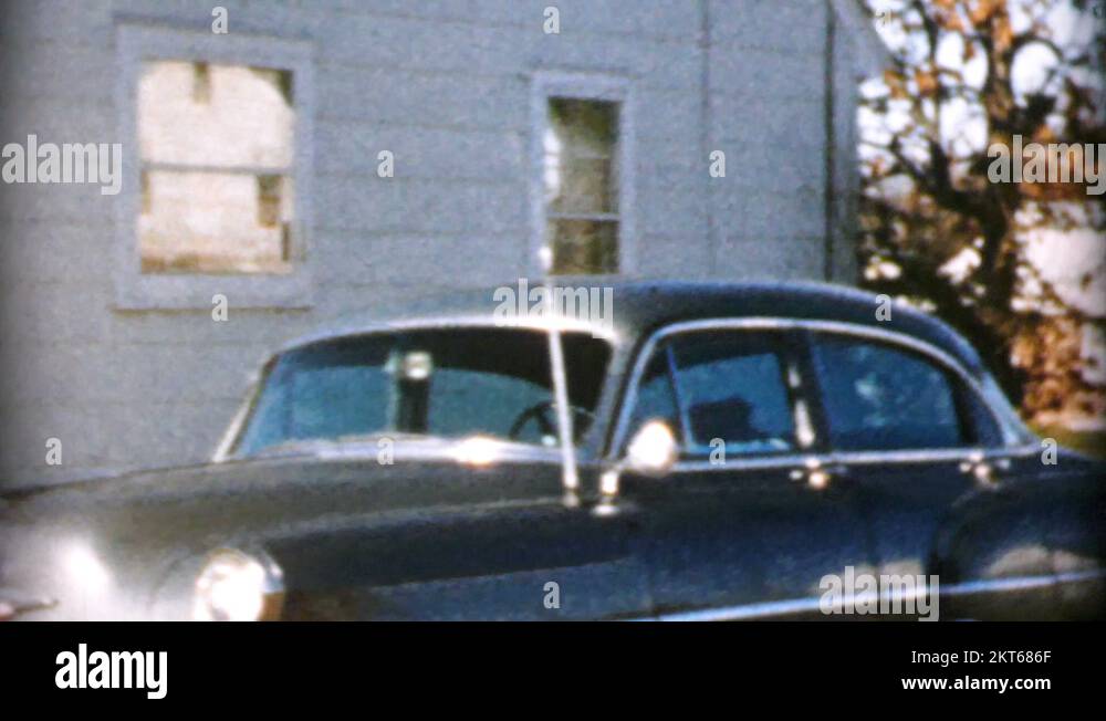 Old Car Parked Outside Home-1956 Vintage 8mm film Stock Video Footage ...