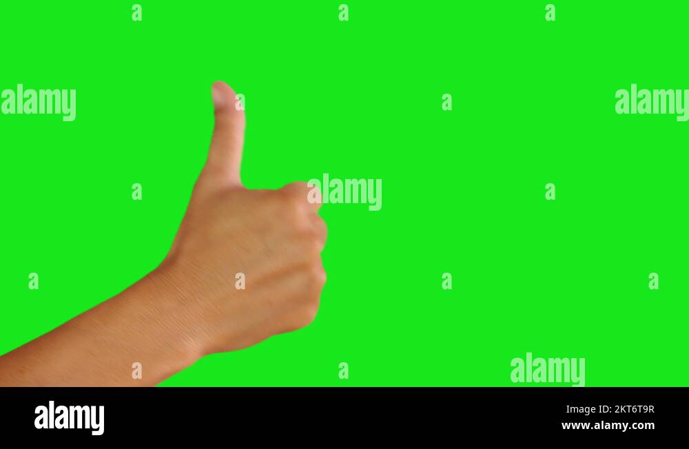 Hand thumbs up on green screen background Stock Video Footage - Alamy