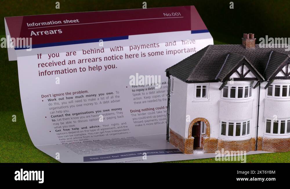 Arrears notice and model house. Timer placed at the front Stock Video ...