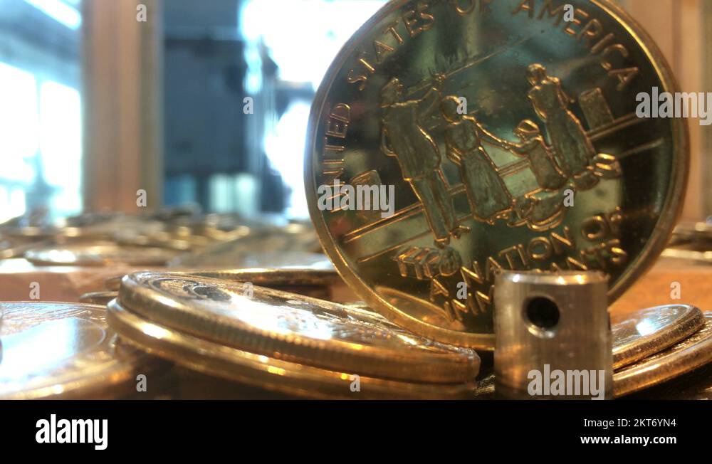 Collectors gold coin from Statue of Liberty rotating 4k Stock Video ...