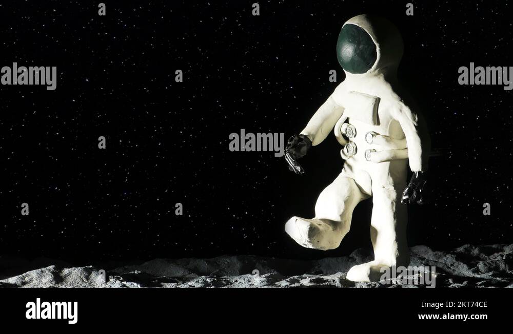 Astronaut on Moon Playing Baseball Stop Motion Animation Close Up, 4K ...
