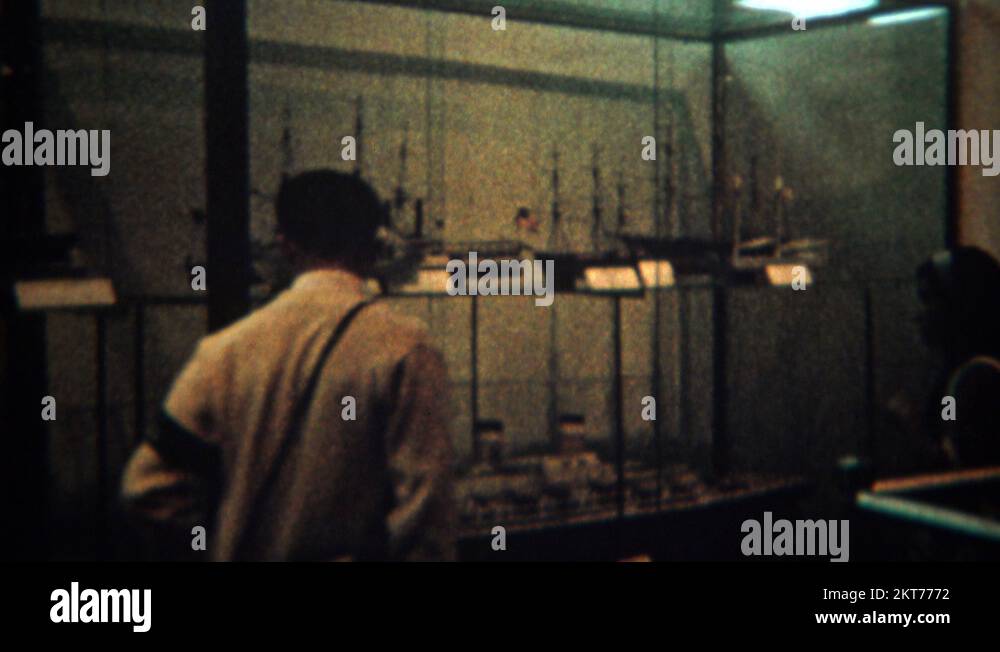1965: Model boat museum in glass display cases. NEW YORK CITY Stock ...
