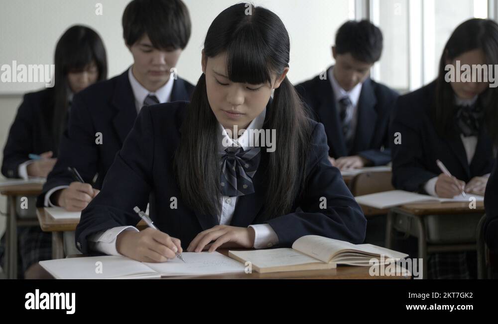 Japanese high-school students studying in the classroom Stock Video ...
