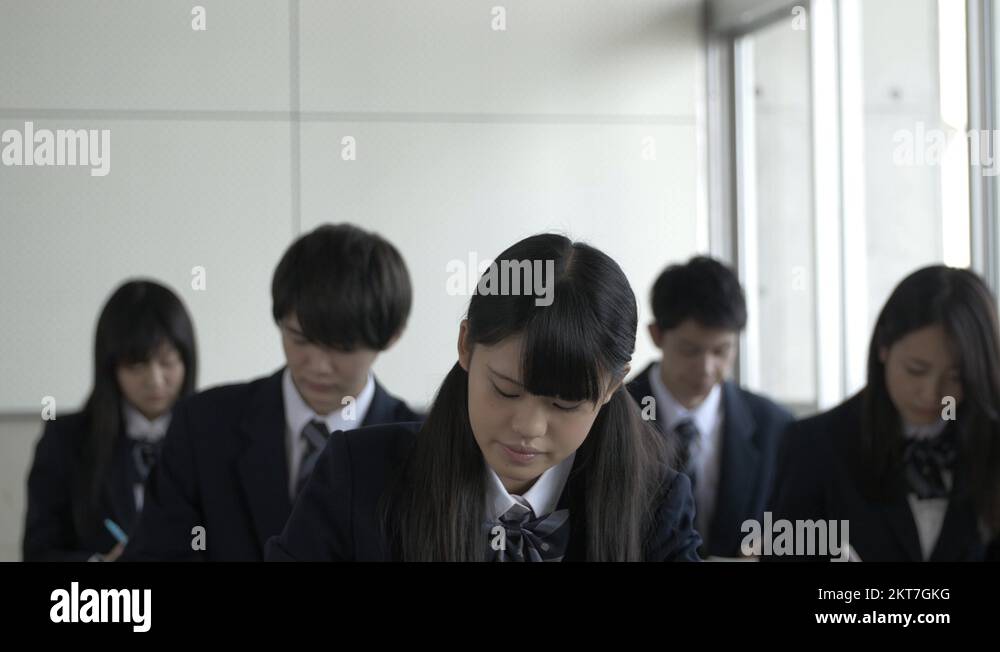 Japanese high-school students studying in the classroom Stock Video ...