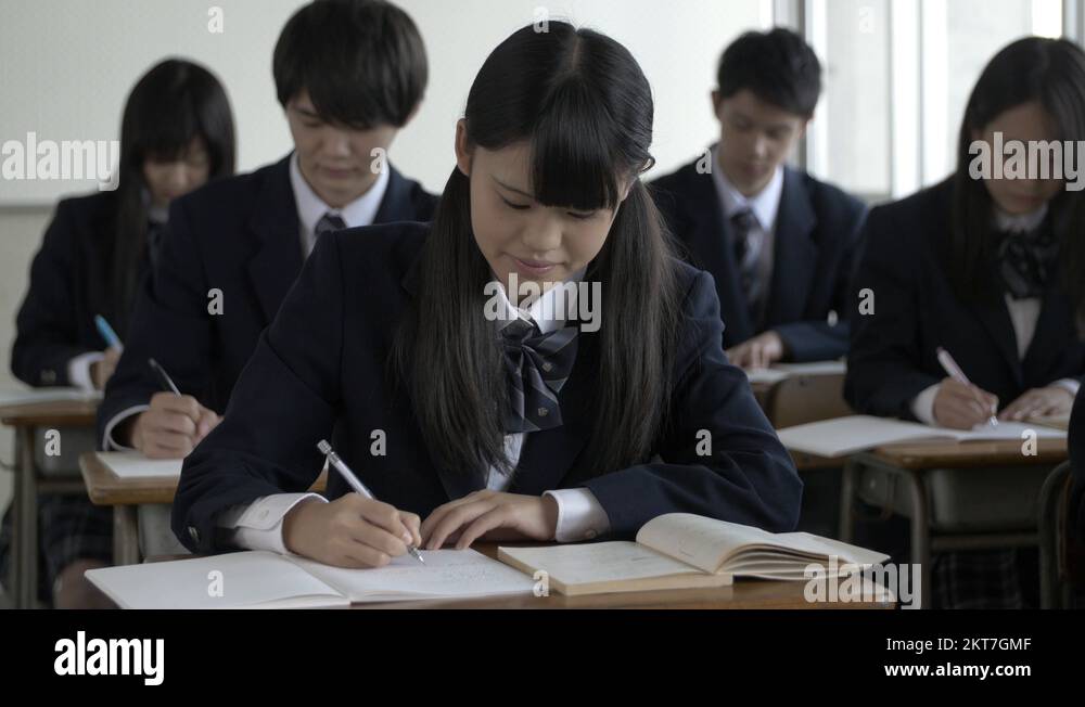 Japanese high-school students studying in the classroom Stock Video ...