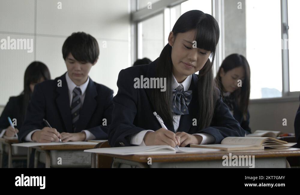Japanese high-school students studying in the classroom Stock Video ...