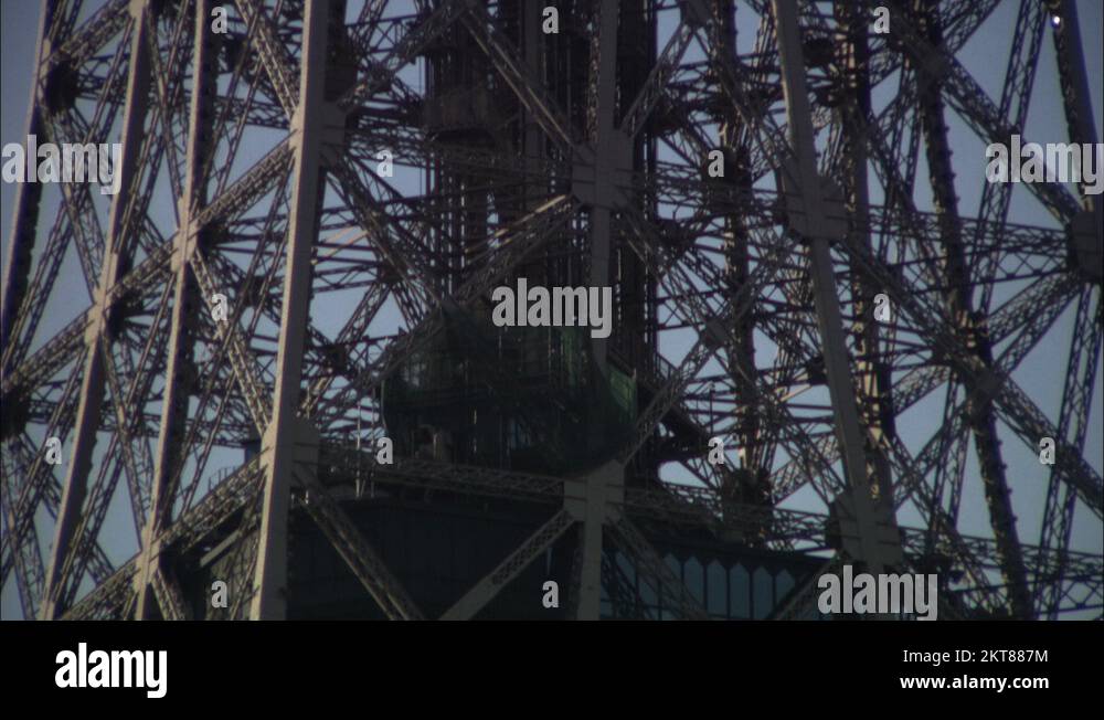 Close-up ascending scan of girders of the Eiffel Tower, Paris Stock Video Footage - Alamy