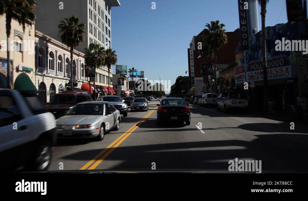 Driving on Hollywood Boulevard, past Guinness Museum, old Christie ...