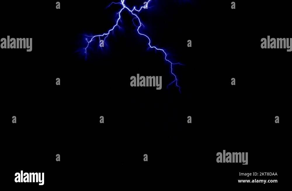 Single lightning-effect electric arc branching from center of upper ...