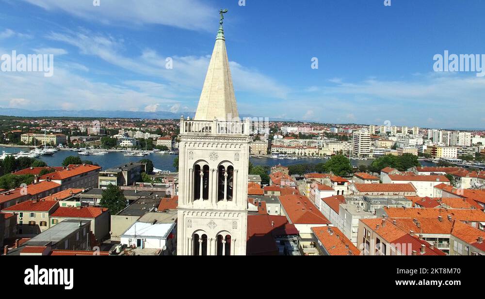 Bell tower of the zadar cathedral of st anastasia Stock Videos ...