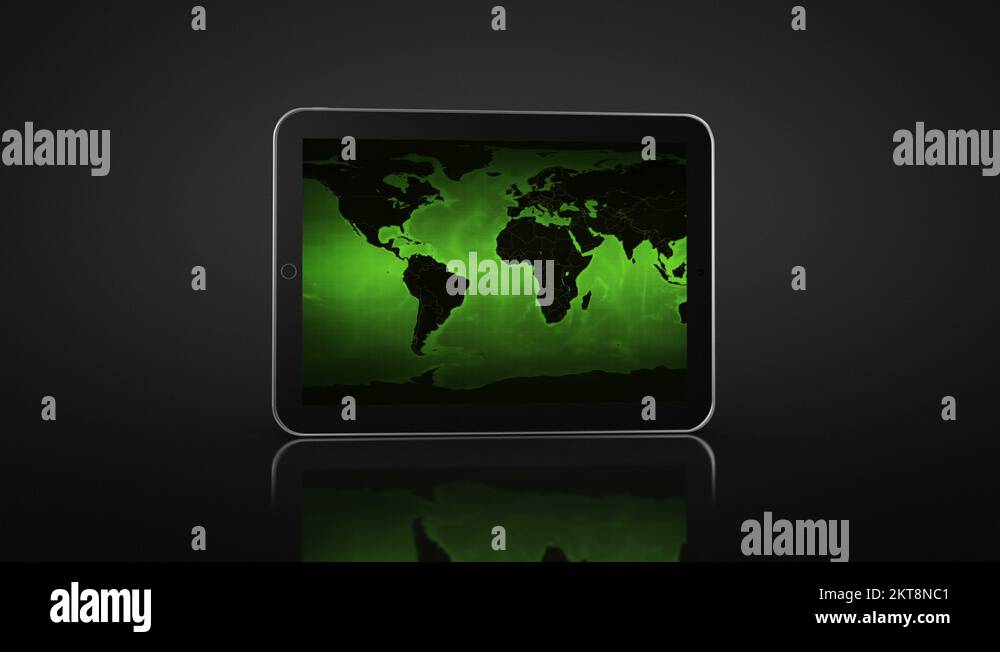 Spinning Tablet animation. Black background. 3 in 1. US map video on ...