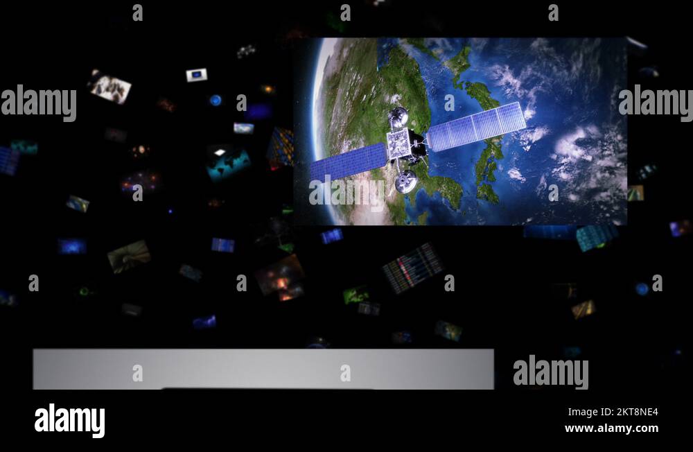 Video wall with multiple technology themed clips. Black background ...