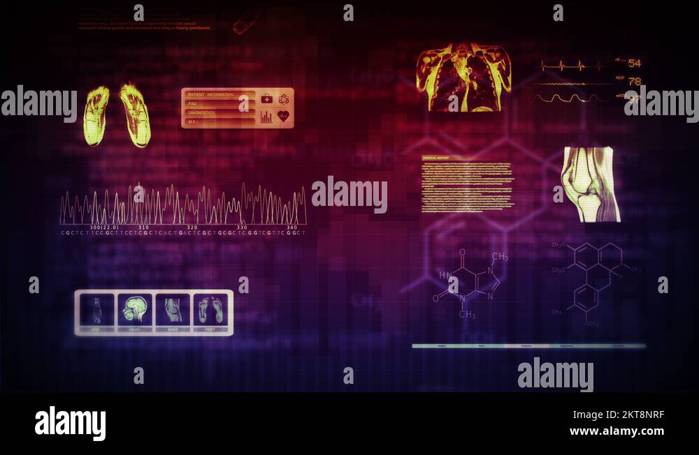 Multiple MRI, DNA, chromosome videos and data. Loopable. Frontal. 4 in ...