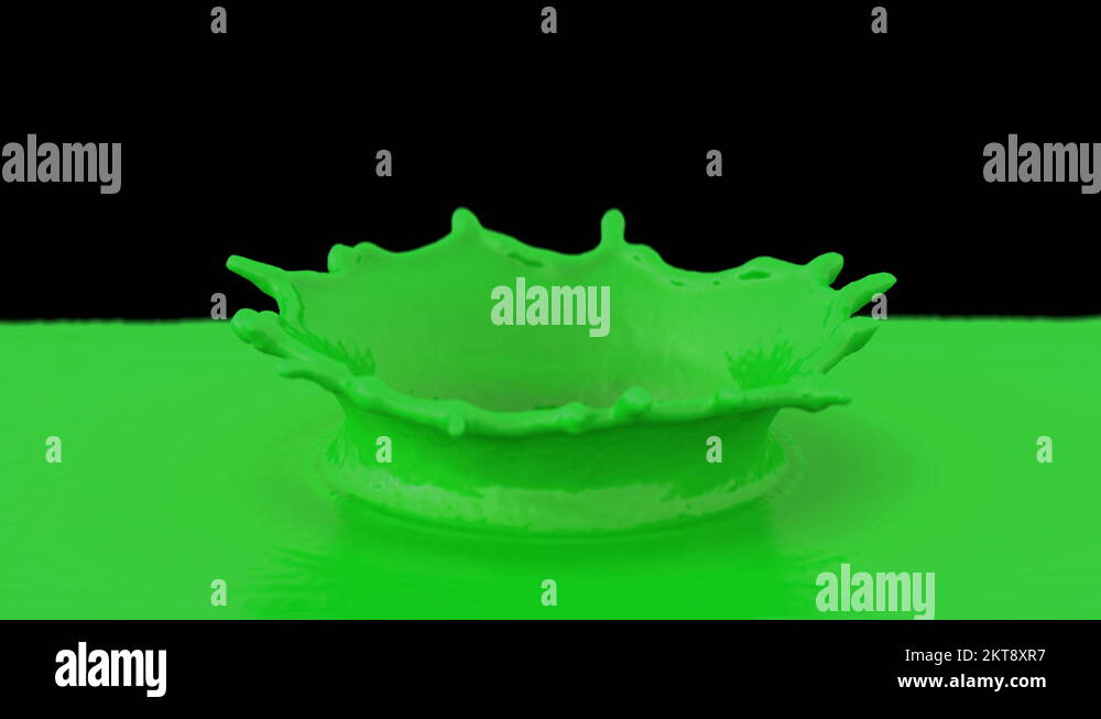 4k green paint drop falling in slow motion in green paint Stock Video ...