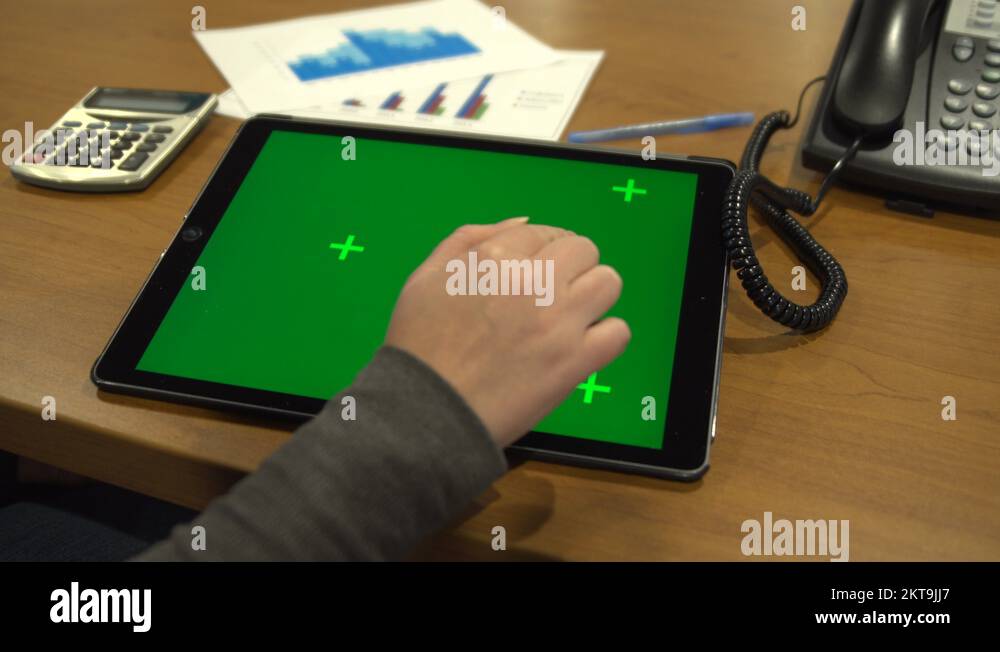 Woman Swiping and Scrolling on iPad Pro Green Screen Stock Video ...