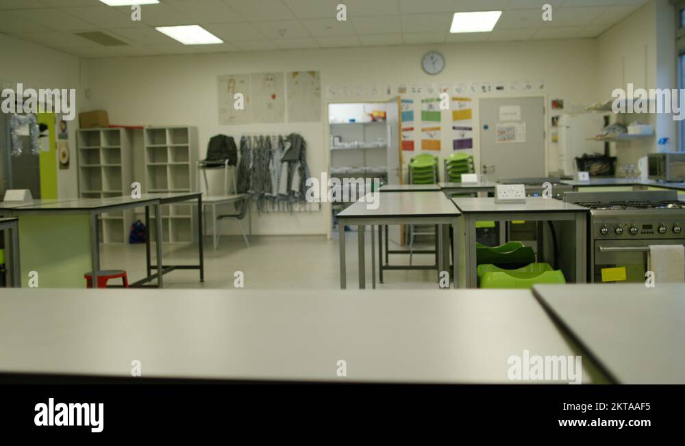 4K Interior view of empty kitchen in modern school building Stock Video ...