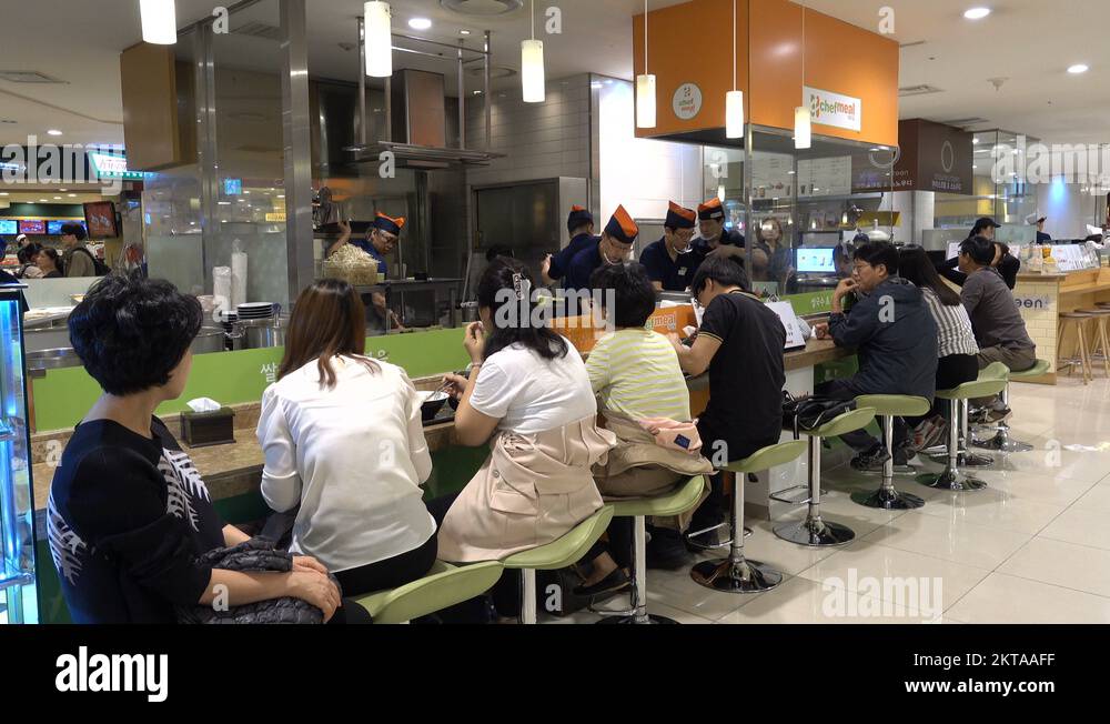 Lunch room, food court, open kitchen restaurant shopping mall South ...