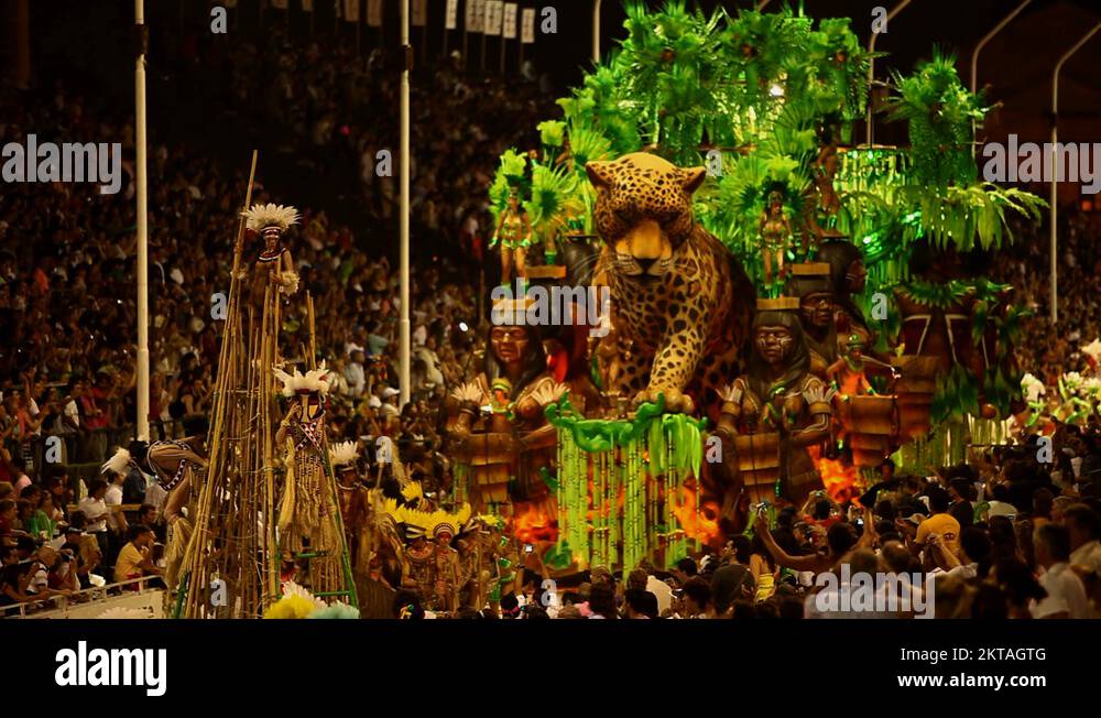 Gualeguaychu carnival parade float with cheetah figure, Argentina Stock ...