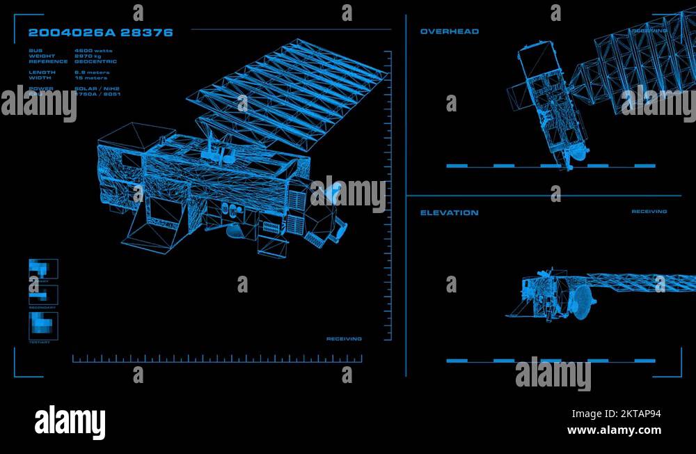 Looping, orthographic view of rotating wireframe model of Aura ...