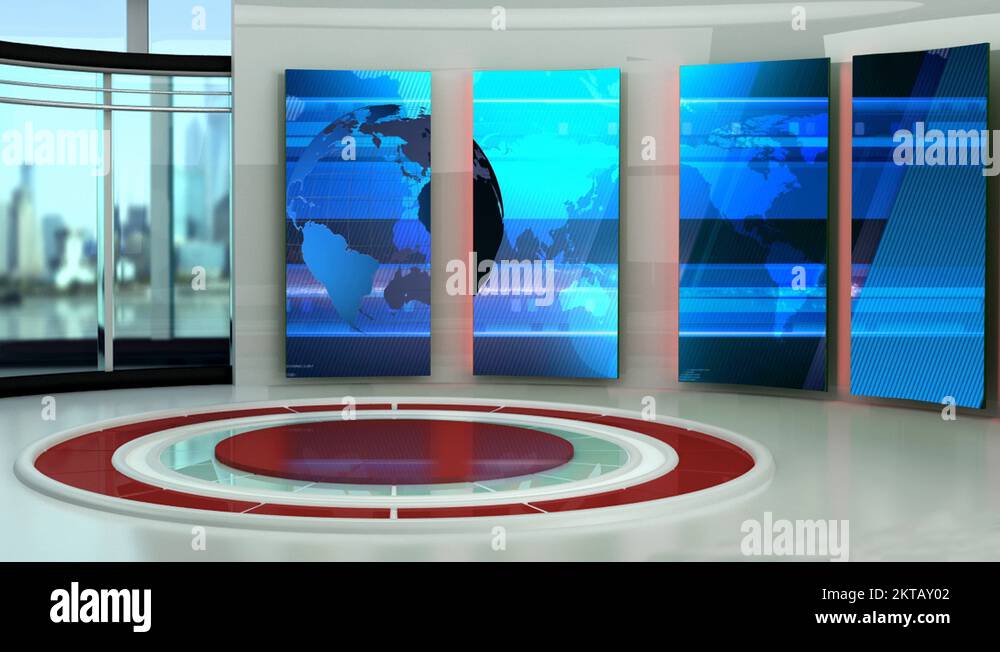 News TV Studio Set 114 - Virtual Green Screen Background Loop Stock ...