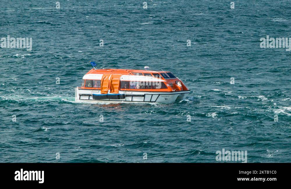 Cruise Ship Tender Boat in Choppy South American Pacific Water Stock ...
