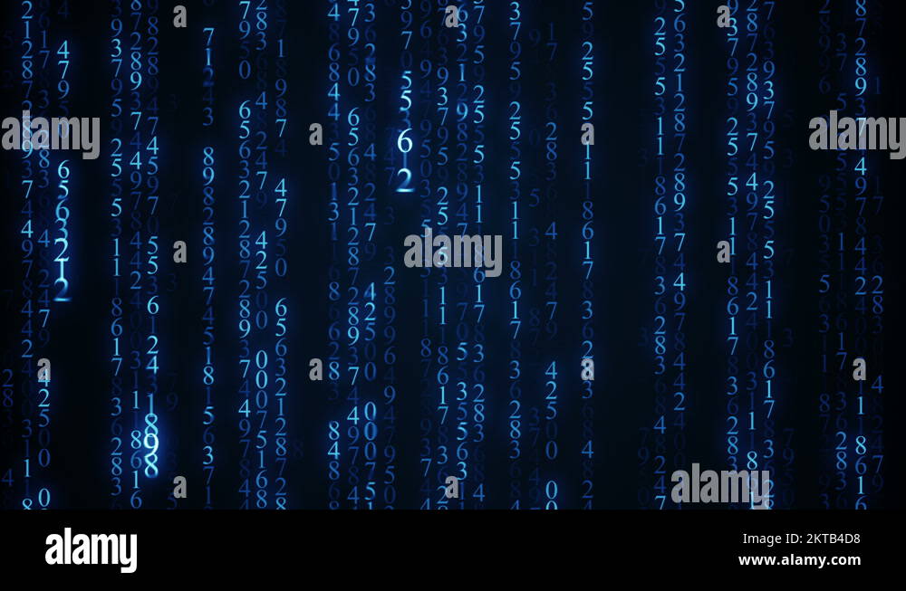 Blue digital matrix rain. Seamless loop animation 4k UHD (3840x2160 ...
