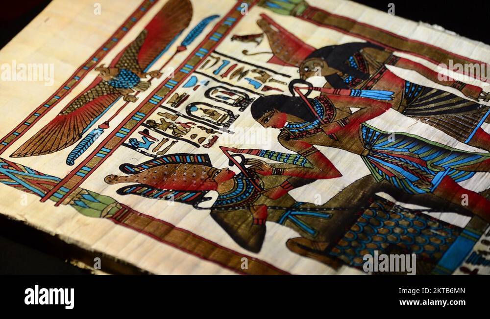 Egyptian papyrus with pharaohs and hieroglyphics representation of ...