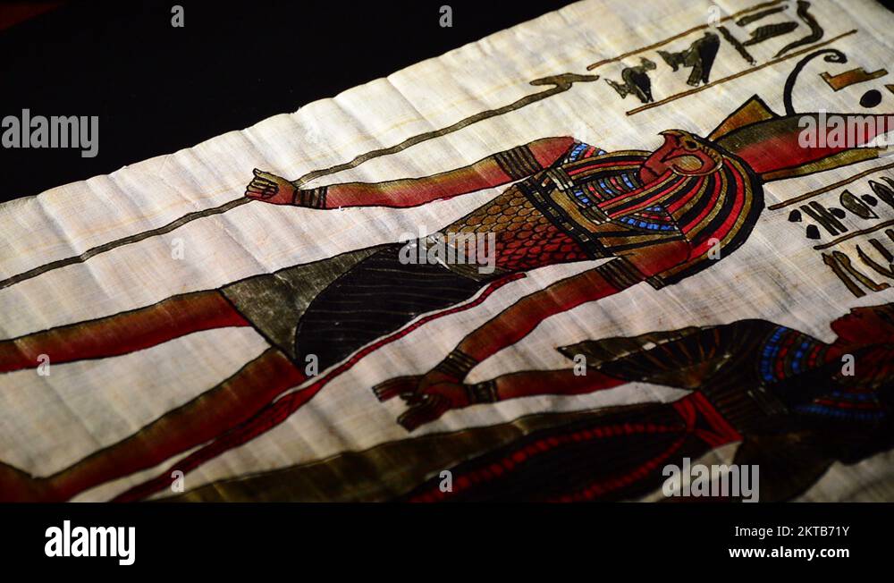 Egyptian papyrus with pharaohs and hieroglyphics representation of ...