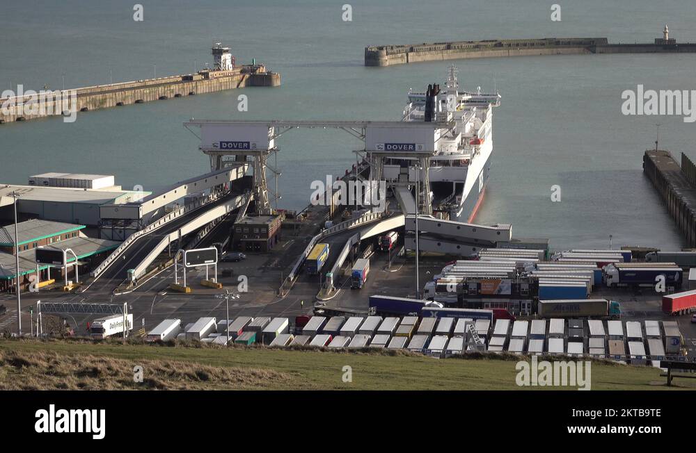 Dover England port ferry loading unloading trucks 4K Stock Video ...