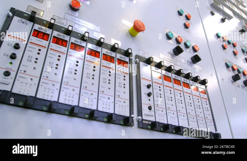 new modern industry control panel with buttons, sensors and switches ...