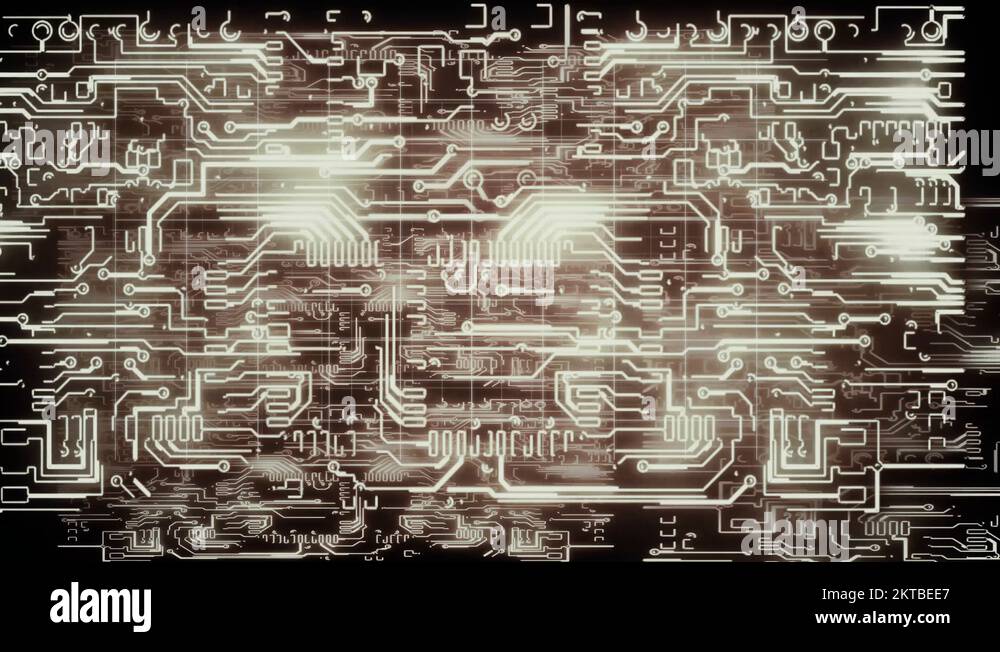 Seamless glowing electricity light movement in electrical circuit ...