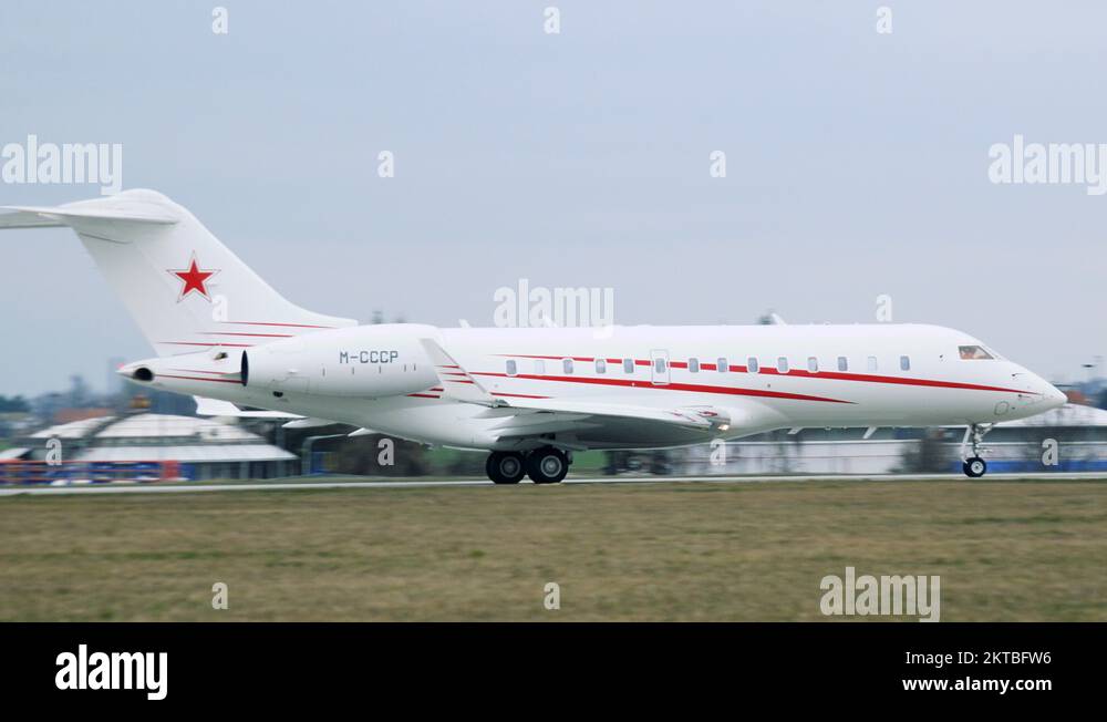 airplane just landed at the airport - move on the runway Stock Video ...