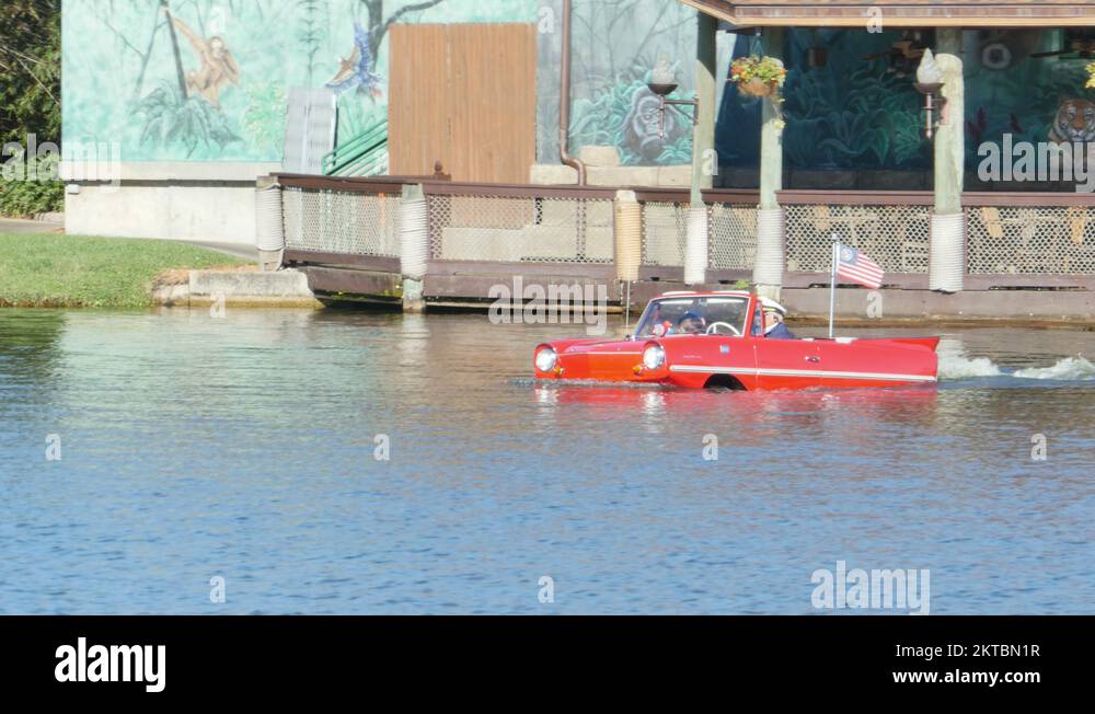 Amphibian Car Convertible Going in Water in Disney Spring Orlando FL ...