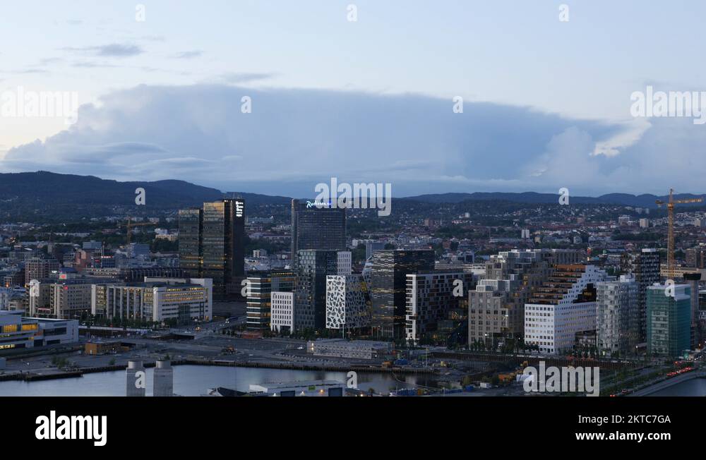Time Lapse Overview of the City of Oslo Norway - Evening Stock Video ...