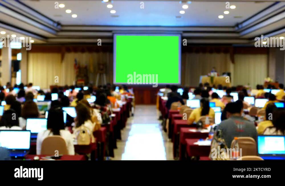 Blank green screen set in front of meeting room Stock Video Footage - Alamy