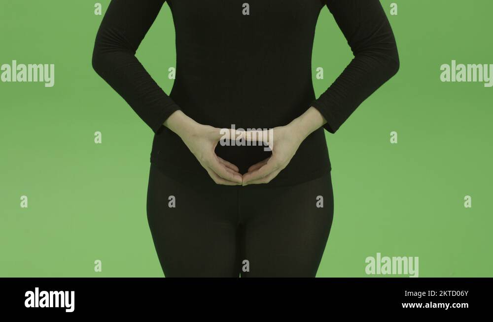 Female body fertility womb hand signs gestures green screen 4k Stock ...