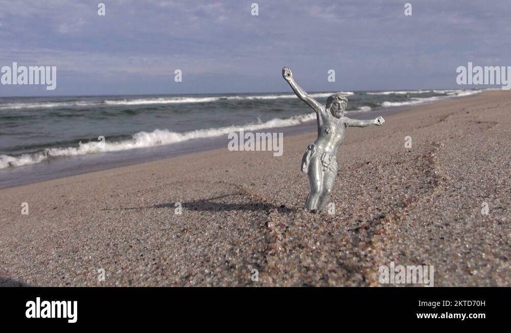 Crucified Jesus Christ without a cross by the sea Stock Video Footage ...