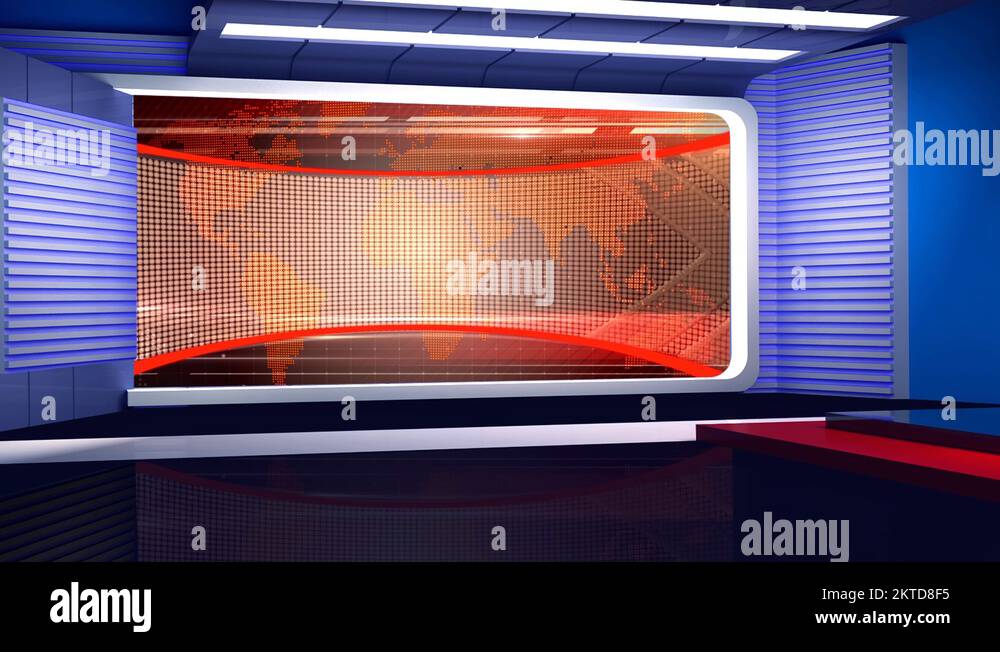 News TV Studio Set 158-Virtual Green Screen Background Loop Stock Video ...