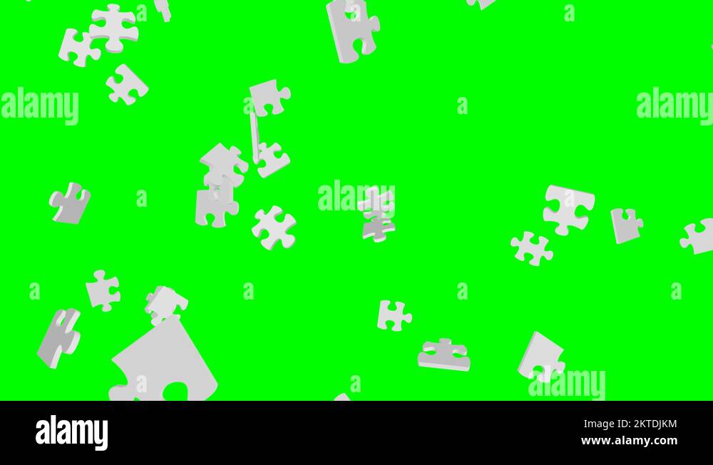 White puzzle pieces flying - seamless loop, overlay, green screen Stock ...