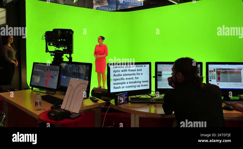 NAB 2016: Virtual production studio green screen chroma key background Stock Video Footage - Alamy