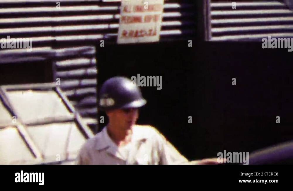 1951: US army man entering jeep transport vehicle during Korean War ...