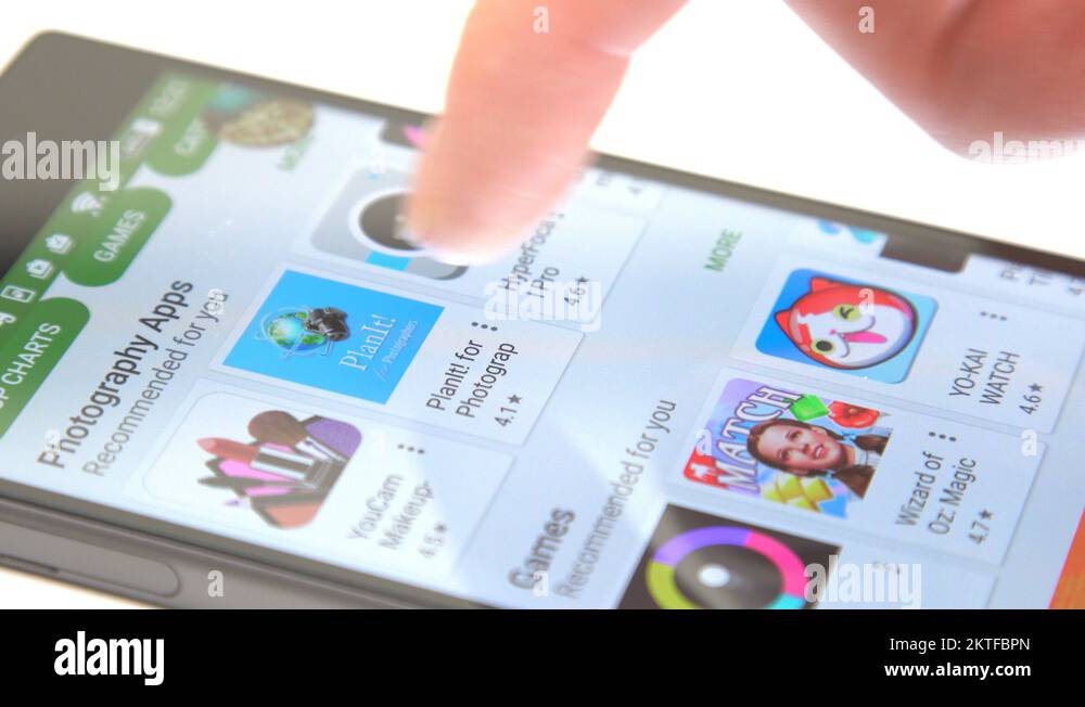 Browsing the Google Play Store on Android smartphone Stock Video ...