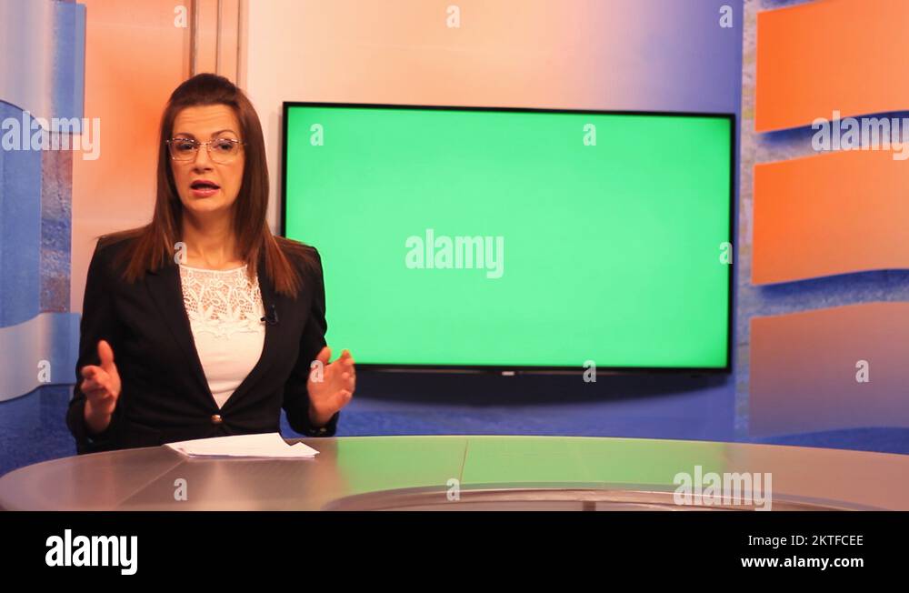 TV presenter happy mood ,Green Screen background Stock Video Footage ...