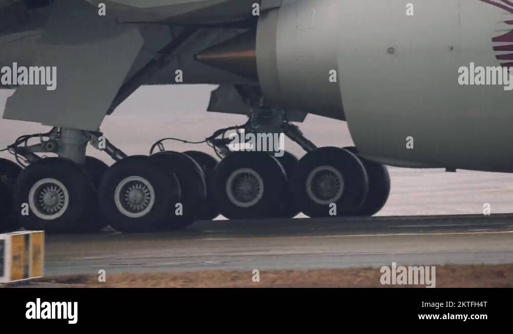 extreme long shot of boeing 777-300er chassis, 4k uhd 2160p Stock Video ...